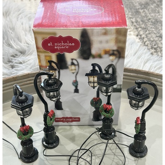 St. Nicholas Square | Holiday | St Nicholas Square Set Of 4 Lamp Posts ...